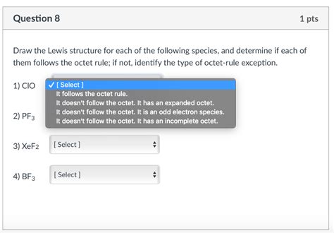Solved Question8 1 Pts Draw The Lewis Structure For Each Of
