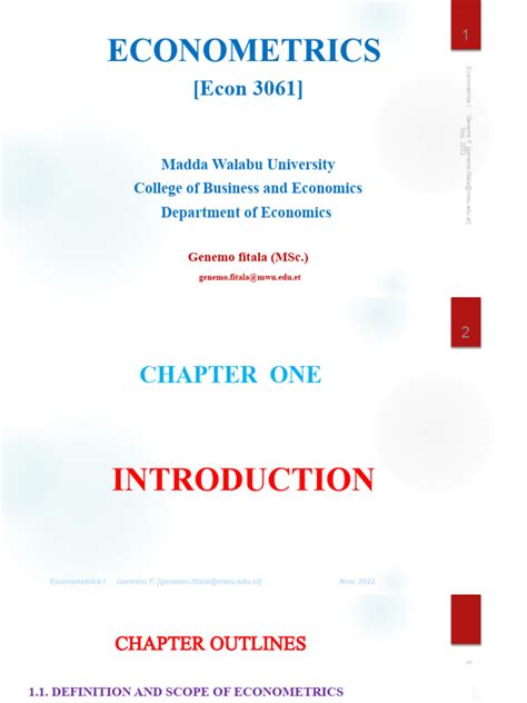 Ch 1 Econometrics Pdf Econometrics Level Of Measurement