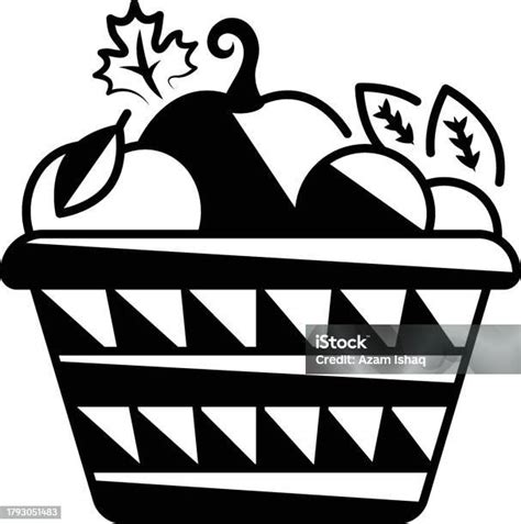 추수 감사절 믹스 과일 바구니 개념 벡터 아이콘 디자인 수확 축제 기호 세속적 인 휴일 기호 종교 및 문화 전통 스톡 일러스트 바구니에 대한 스톡 벡터 아트 및 기타 이미지