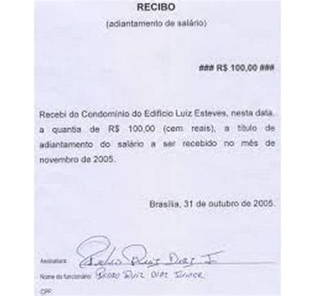 Recibo Adiantamento Salarial Modelo Para Imprimir