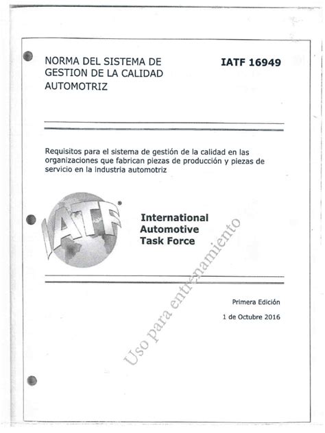 Iatf 16949 2016 Español Referencia Pdf
