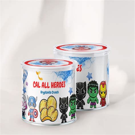 Chibi Superhero Birthday Pringles Label 13oz Avengers Party Favor