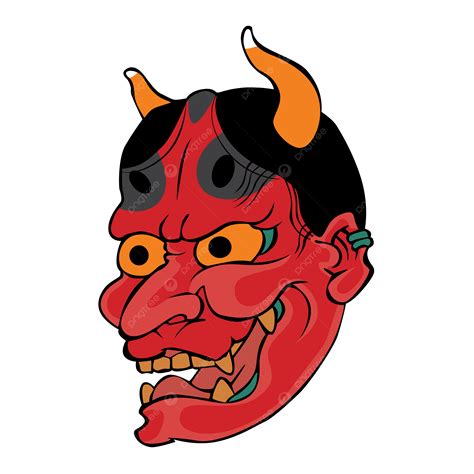 Oni Mask Illustration Traditional Demon Art Vector Oni Mask
