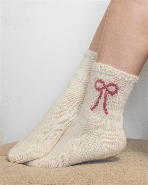 Sock Knitting Pattern Bow Aesthetic Ribbon Bow Socks Knit Socks