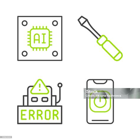 라인 설정 전화에서 로봇 끄기 오류 드라이버 및 미세 회로 Cpu 아이콘이 있는 프로세서 벡터 Cpu에 대한 스톡 벡터 아트 및 기타 이미지 Istock