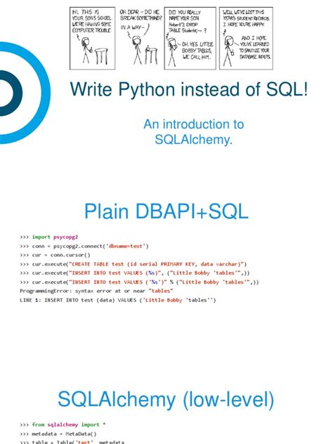 Write Python Instead Of Sql An Introduction To Sqlalchemy Pdf