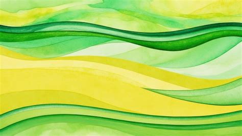 Abstract Design With Fluid Green And Yellow Waves Creating A Soothing Atmosphere Premium Ai