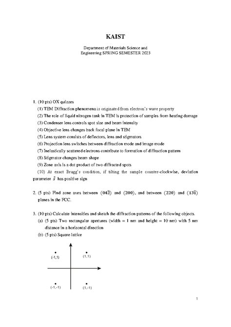 Mid Term 2023 1 Kaist Department Of Materials Science And Engineering Spring Semester 2023 10