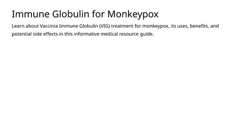 Immune Globulin For Monkeypox Medsis