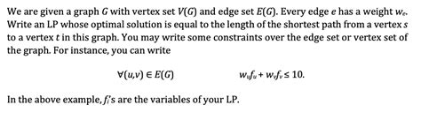 Solved We Are Given A Graph G With Vertex Set Vg And Edge