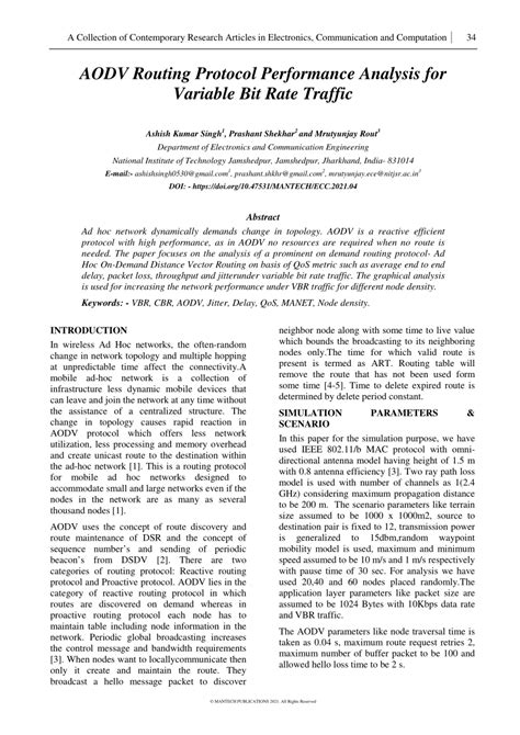 Pdf Aodv Routing Protocol Performance Analysis For Variable Bit Rate Traffic