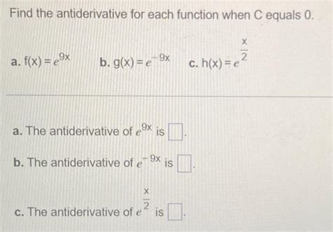 Solved Find The Antiderivative For Each Function When C