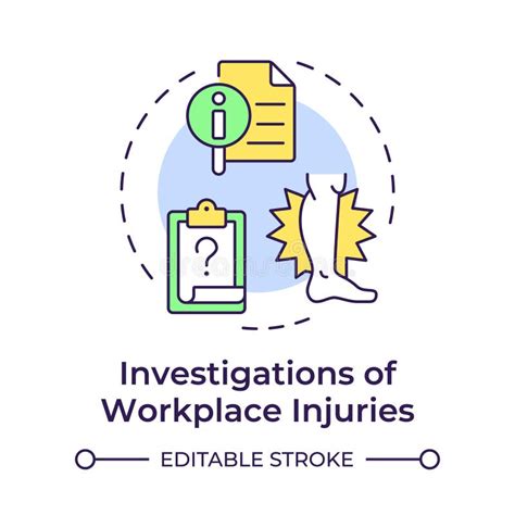 Workplace Injuries Investigation Multi Color Concept Icon Stock Vector
