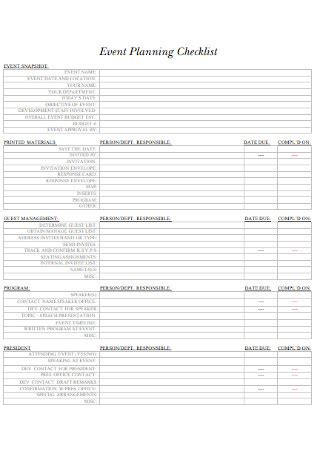 SAMPLE Event Checklist Templates In PDF MS Word