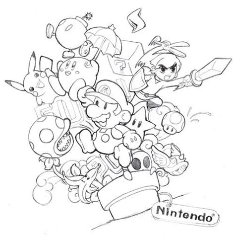 Nintendo Game Pencil Drawings
