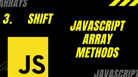 Javascript Array Methods Shift Youtube