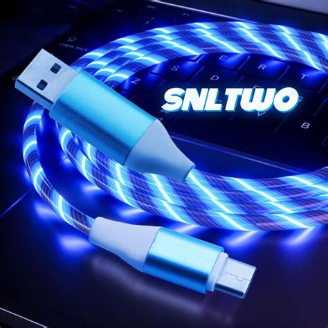 Led Luminous Charger Cable Micro Usb Type C Flowing Charging Cables