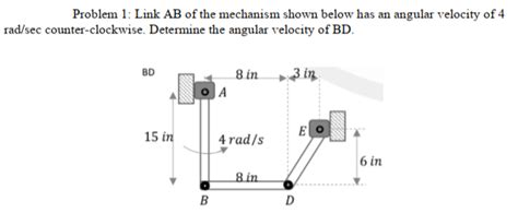 Solved Link AB Of The Mechanism Shown Below Has An Angular Chegg