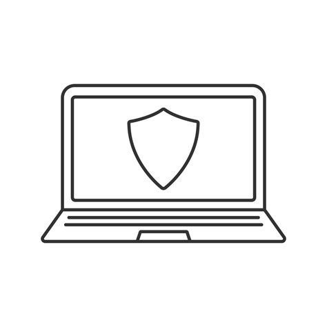 Laptop Antivirus Program Linear Icon Security Thin Line Illustration