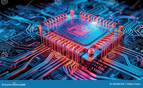 Visualization Of Quantum Computer Super Microchip Semiconductor Stock