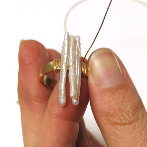 Wire Wrapped Stick Pearl Ring Nunn Design