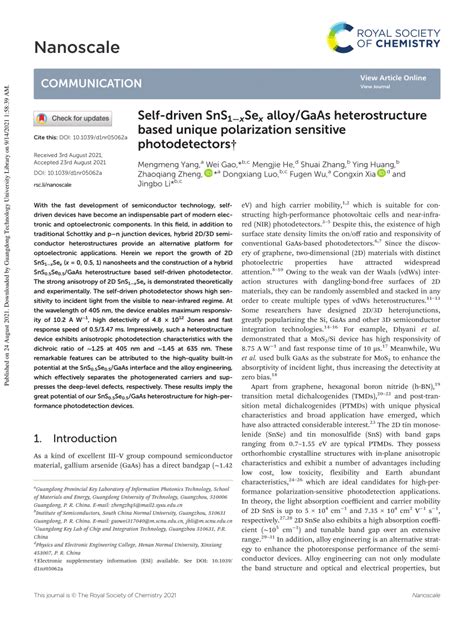 Pdf Self Driven Sns1 Xsex Alloygaas Heterostructure Based Unique