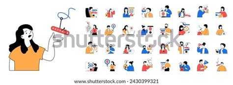 Phishing Concept Character Situations Mega Set Stock Vector Royalty