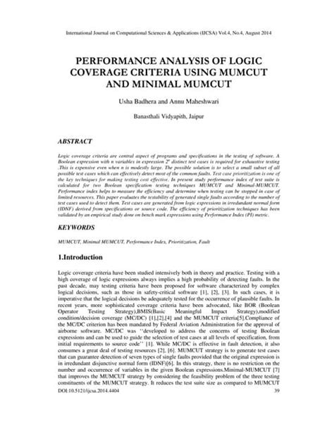 Performance Analysis Of Logic Pdf Computer Software And