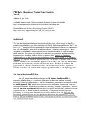 Hypothesis Testing HWE Docx PTC Lab Hypothesis Testing Using Statistics Week 2 Adapted In