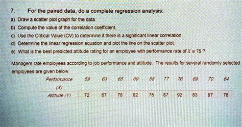 solved 7 for the paired data do a complete regression analysis a draw
