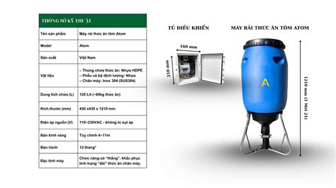 Máy Cho Tôm ăn Atom Model Cơ Bản Nguồn Cấp 110~230vac Ao Nuôi