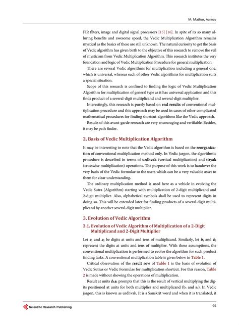 demystification of vedic multiplication algorithm pdf