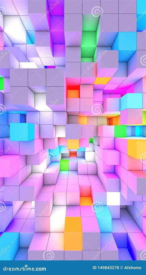 3d Rendering Vertical Abstract Background Color Light Cubes Stock Illustration Illustration Of