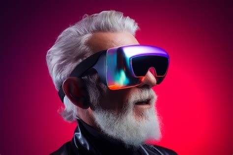 Premium AI Image Adult Man Using A VR Virtual Reality Headset Glasses For Gaming And Entertainment