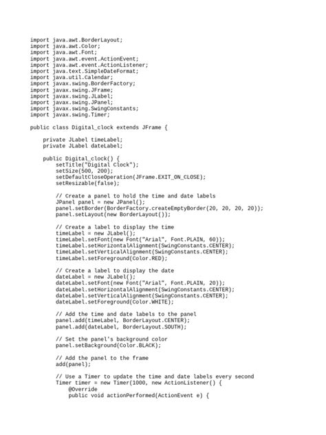 Digitalclock Pdf Graphical User Interfaces Computer Libraries