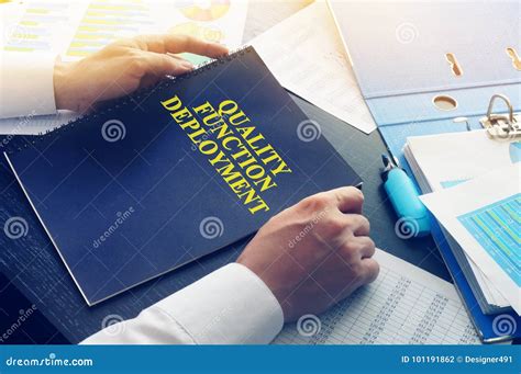 Qfd Quality Function Deployment Acronym On Notepad Business Concept Background Stock