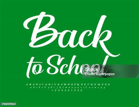 Vector Educational Emblem Back To School Cursive Alphabet Letters And