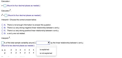 Solved For Each Data Set Interpret Their Values Complete