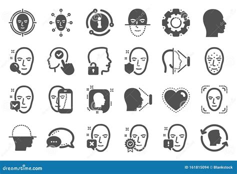 Face Recognition Icons Set Of Faces Biometrics Detection And Scanning Vector Stock Vector