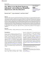 Qualitative Research Sexual Educ For Indiv With ID Pdf Research Article Sex What Is The Big