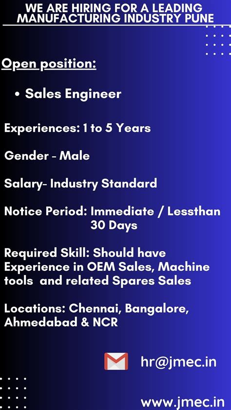 Hiring Salesengineer Chennai Bangalore Ahmedabad Ncr Oemsales