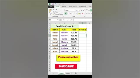 Excel For Count A Formula Shortsvideo Shorts Excel Exceltips Exceltricks Msexcel Msoffice