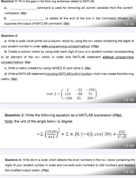Solved Question 1 Fill In The Gaps In The Following