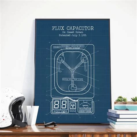 Blueprint Art Back To The Future Flux Capacitor Patent Canvas Art Vintage Movie Blueprint