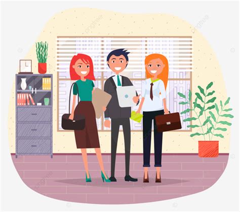 Construction Workers Team Vector Art Png Team Of Office Workers Female Digital Modern Png