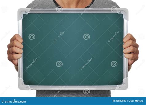 Man Holding A Blank Chalkboard Stock Image Image Of Chalkboard Empty