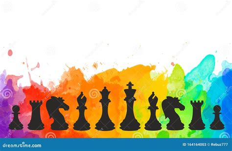 Chess Colorful Figures Pieces Tournament Game Vector Illustration Sport