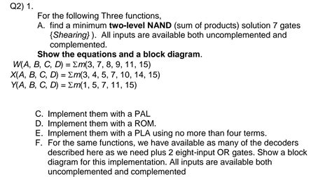 solved for the following three functions a find a minimum