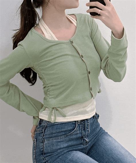 [힙한룩 인생세트] 터널 옆리본 홀터나시 Set 에이블리