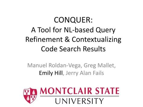 Ppt Conquer A Tool For Nl Based Query Refinement And Contextualizing